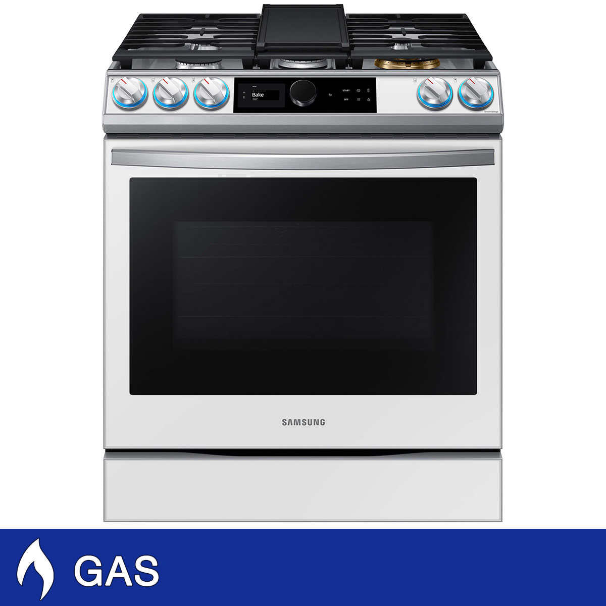 Samsung 6.0 cu. ft. Front Control Slide-in Gas Range with Smart Dial a ...
