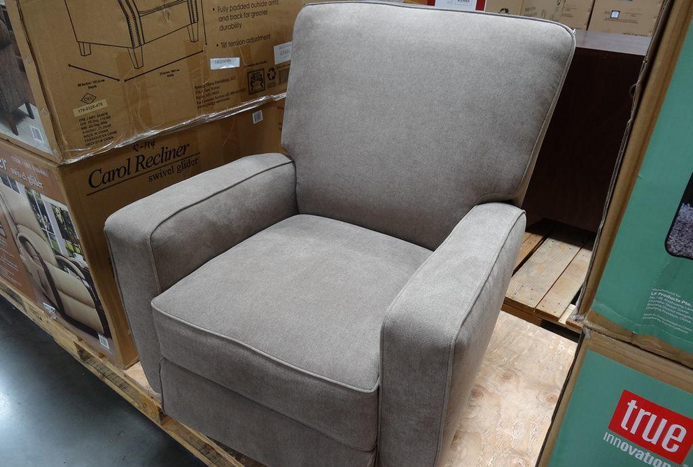 True Innovations Gray Fabric Swivel Glider Recliner – Costless Furnishings